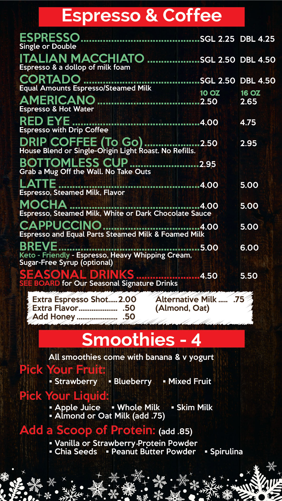Menu - Derailed Coffee Bar & Cafe