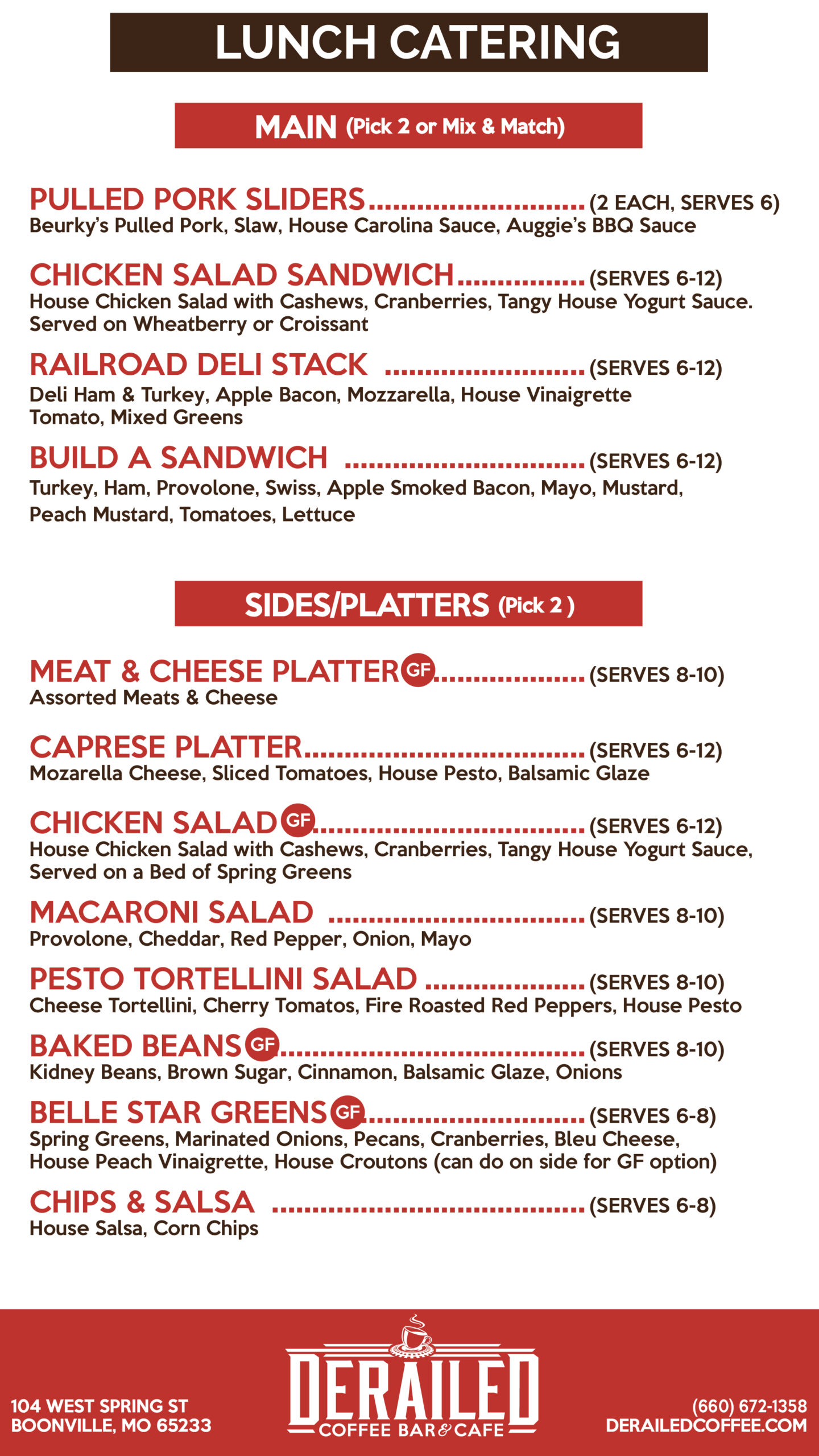 Catering - Derailed Coffee Bar & Cafe
