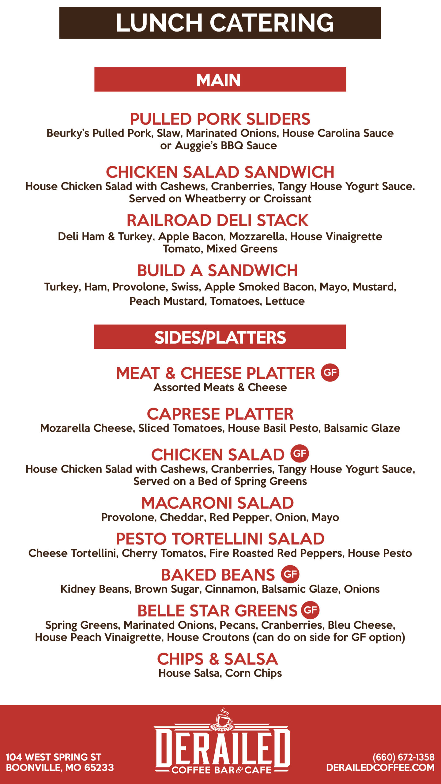 Catering - Derailed Coffee Bar & Cafe