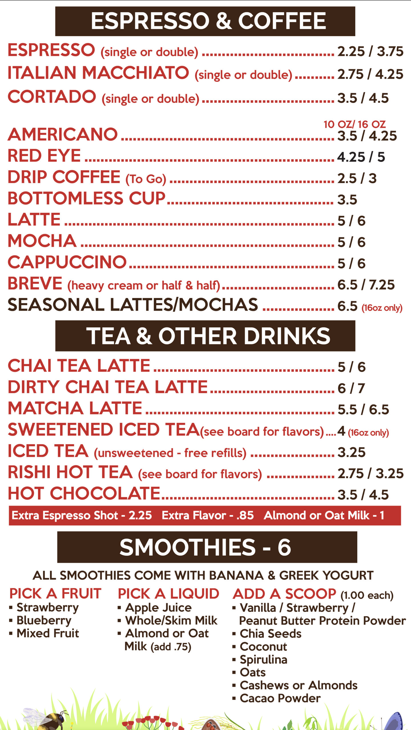 Menu - Derailed Coffee Bar & Cafe