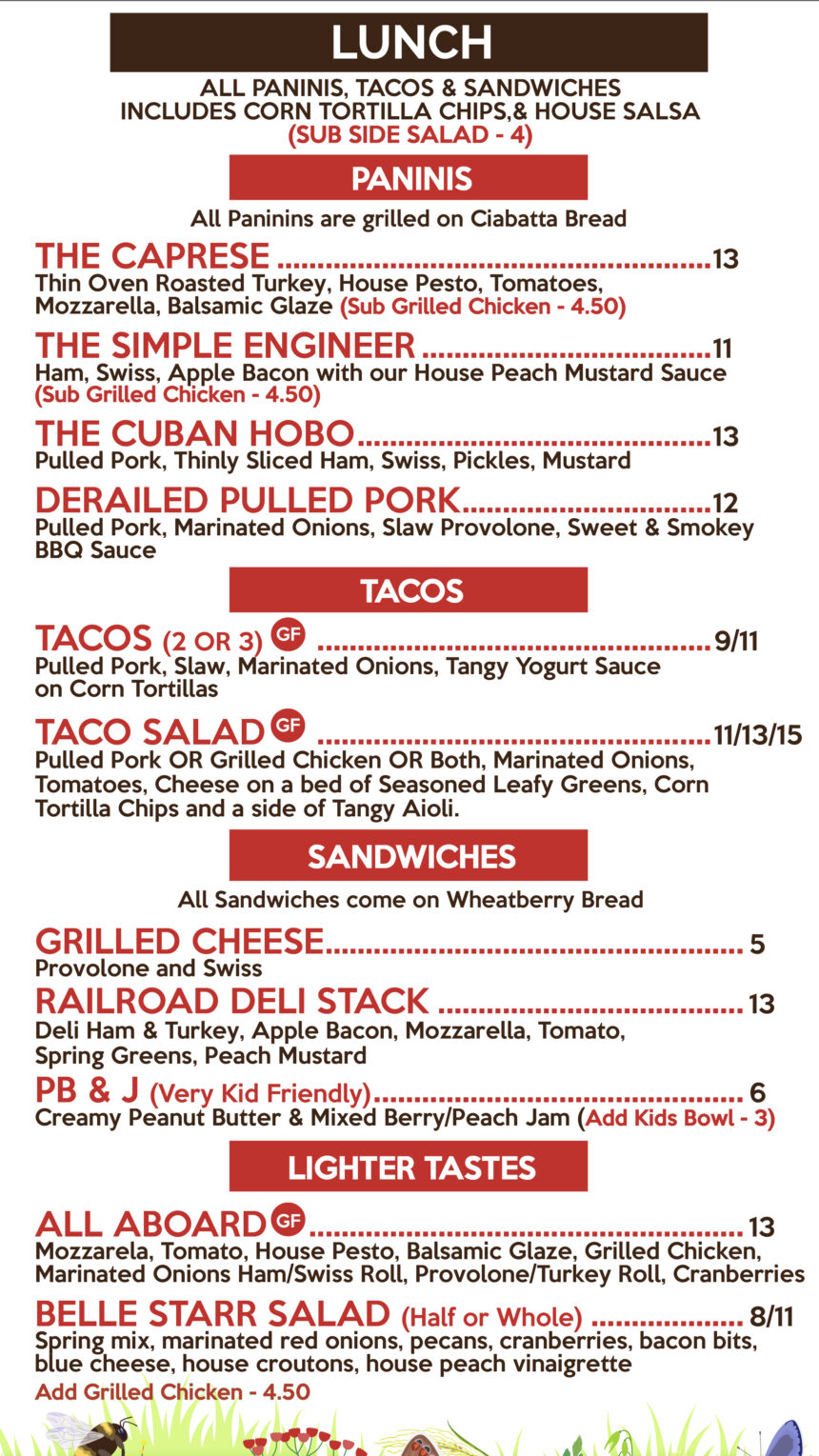 Menu - Derailed Coffee Bar & Cafe