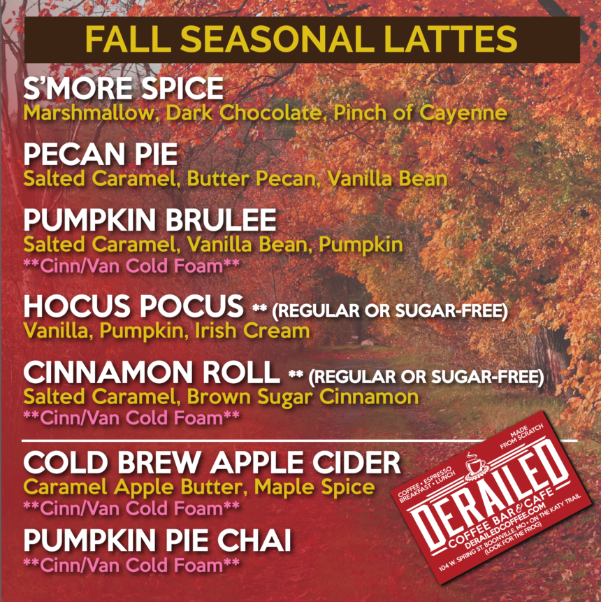 Menu - Derailed Coffee Bar & Cafe