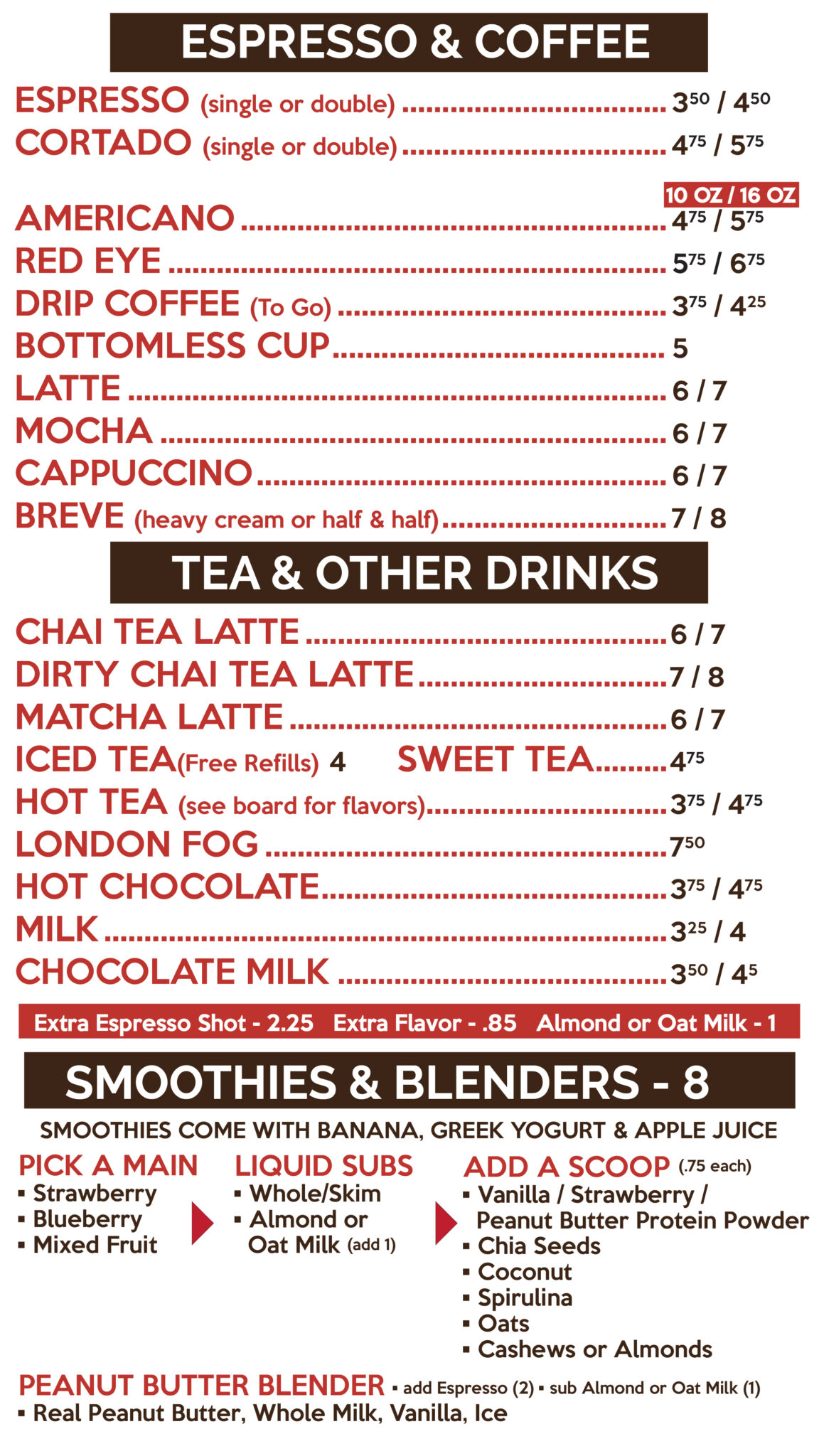 Menu - Derailed Coffee Bar & Cafe