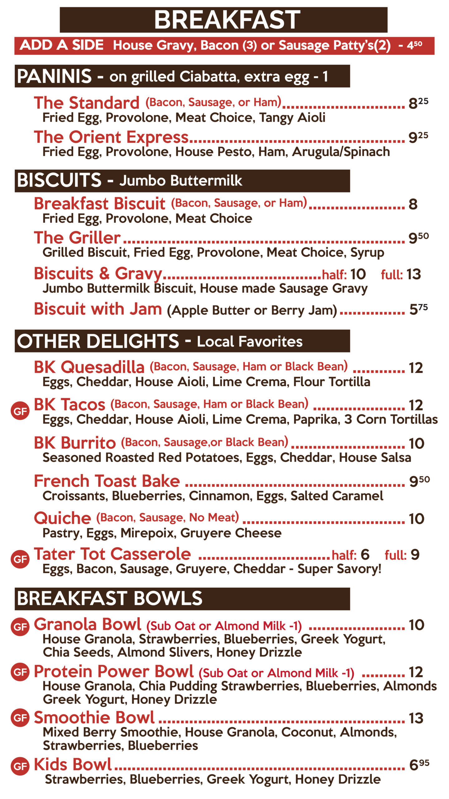 Menu - Derailed Coffee Bar & Cafe