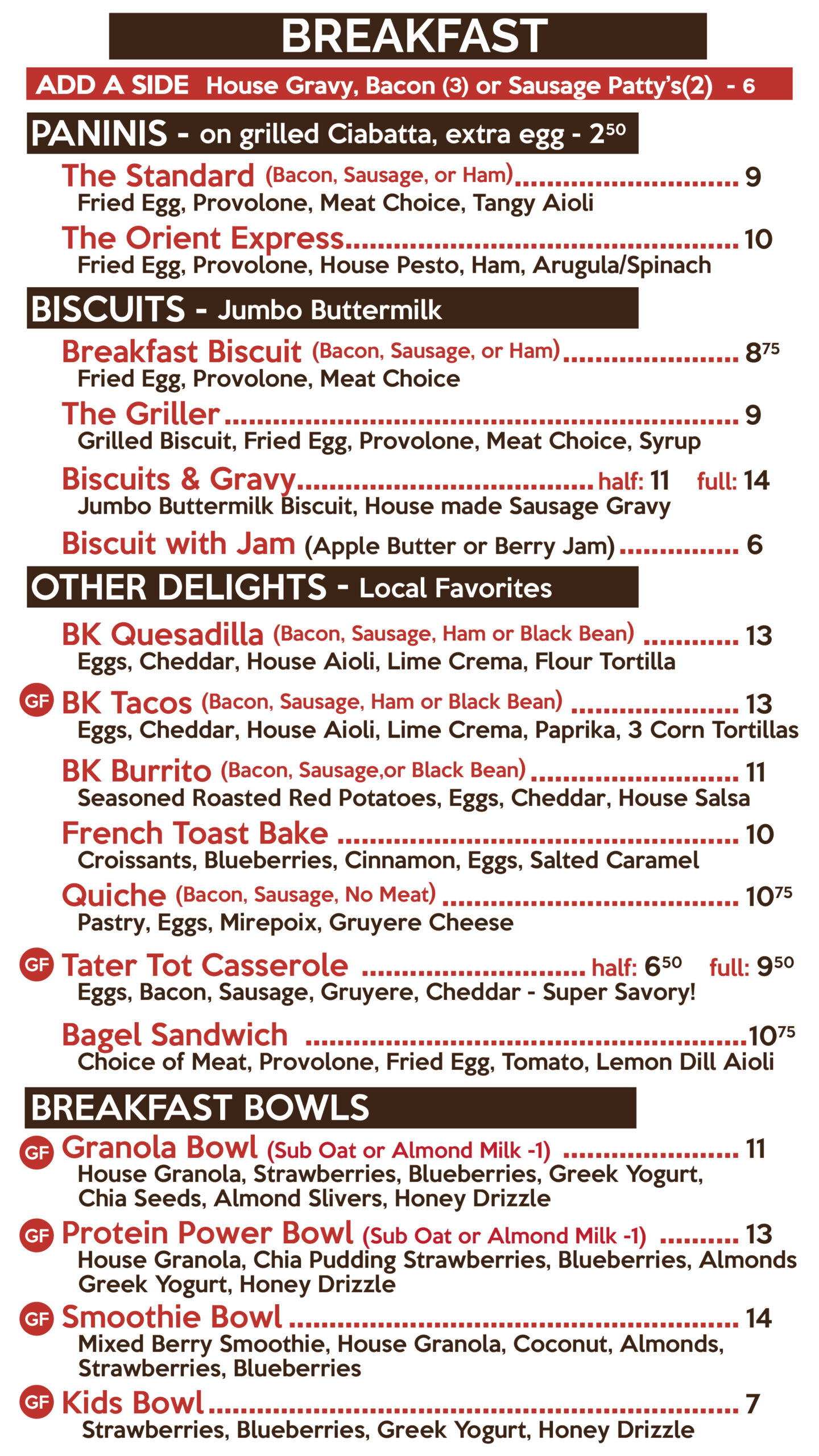 Menu - Derailed Coffee Bar & Cafe